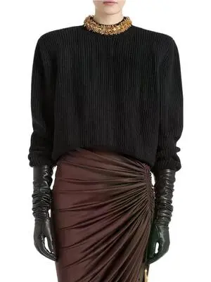 BALMAIN Cashmere Sweater With Removable Embroidered Trim