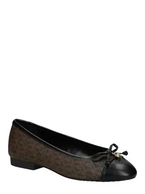 Michael Kors Piper Flex Logo-print Bow-detail Ballet Flats - Brown