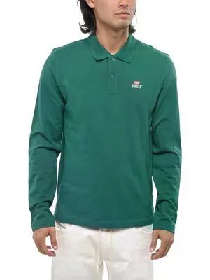 DIESEL® Logo-print Long-sleeve Polo Shirt - Green