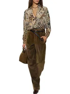 Etro Corduroy Pleated Trousers - Brown