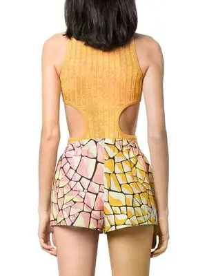 Emilio Pucci Cut-out Silk Bodysuit - Orange