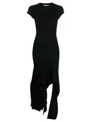 Stella McCartney Fringe-hem Striped Midi Dress - Black