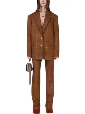 Stella McCartney Prince Of Wales Check-pattern Wool Blazer - Brown