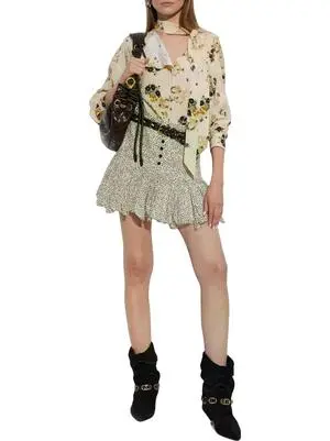 Isabel Marant Étoile Floral-print Tie-neck Top - Neutrals