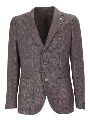 BRANDO Herringbone-pattern Blazer - Brown