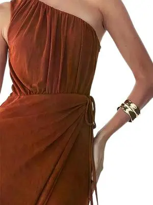 BWLDR One-shoulder Wrap-style Maxi Dress - Brown