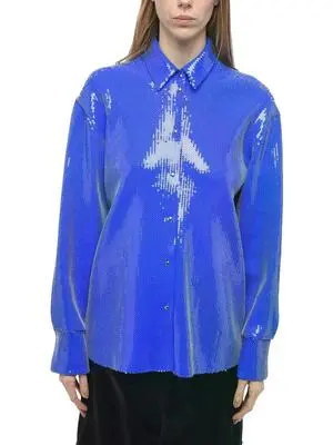 David Koma Sequin-embellishd Shirt - Blue