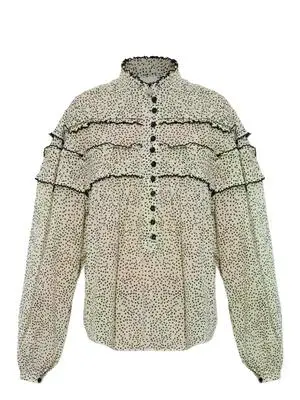 MARANT ETOILE Doane Ruffled Polka-dot Top - Neutrals
