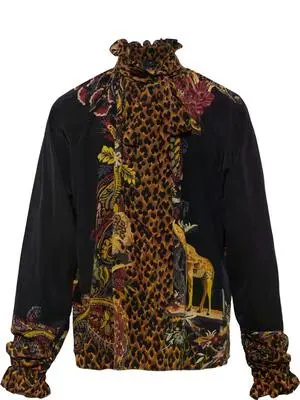 Etro Animal-print Silk Top - Black