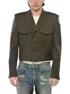 Givenchy Cropped Double-breasted Military Blazer - Brown