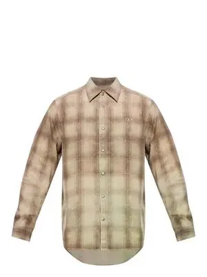DIESEL® Check-print Logo-embroidered Shirt - Neutrals