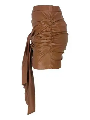 Elisabetta Franchi Ruched Knot-detail Mini Skirt - Brown
