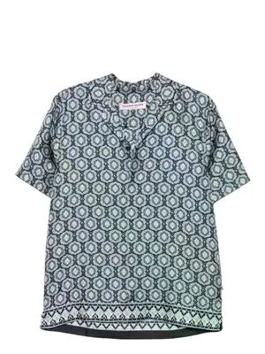 Orlebar Brown Geometric-print Camp-collar Shirt - Blue