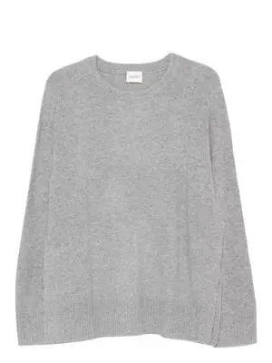 Closed Side-slit Crew-neck Sweater - Grey