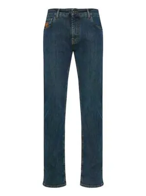 Etro Pegaso-embroidered Tapered Jeans - Blue