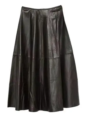 ARMA Paneled Leather Midi Skirt - Brown