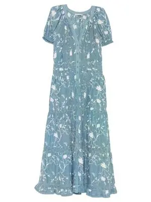 Alice + Olivia Lace-trim Floral-print Maxi Dress - Blue