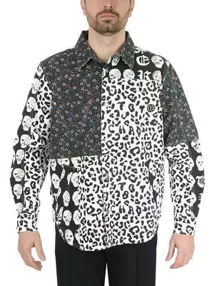 VYNER ARTICLES Patchwork Denim Jacket - Black