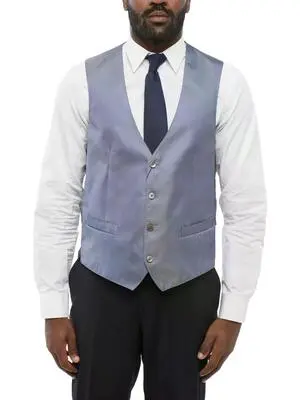Corneliani Button-down Silk Waistcoat - Blue