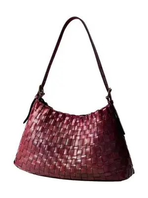 Dragon Diffusion Hobo Salvage Woven Leather Tote Bag - Red