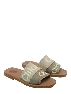 Chloé Woody Square-toe Flat Sandals - Neutrals