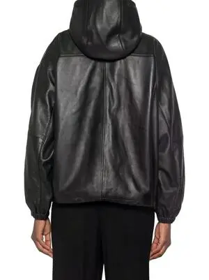 RÓHE Hooded Leather Jacket - Black