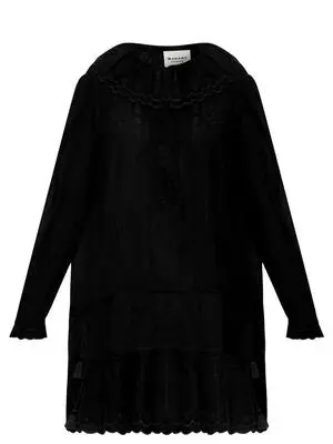 MARANT ETOILE Lenora Embroidered Cotton Mini Dress - Black