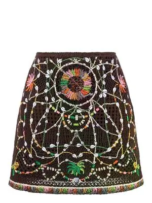 Emilio Pucci Cyprea-embroidered Mini Skirt - Brown