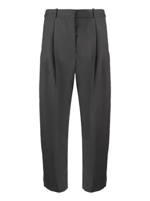 Stella McCartney Cropped Pleated Wool Trousers - Grey