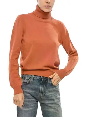 Malo Turtleneck Knitted Sweater - Orange