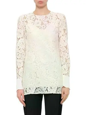 LANVIN Floral-lace Top - Neutrals