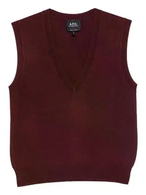 A.p.c. V-neck Knitted Top - Red