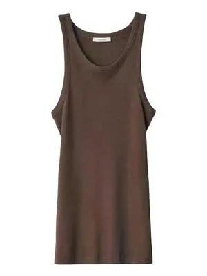 LEMAIRE Tank Top In Ribbed Jersey - Brown