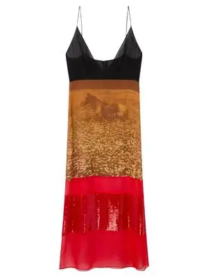 Stella McCartney Lucky Spot In Daisy Field Silk Dress - Red