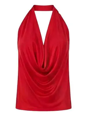 Elisabetta Franchi Halterneck Cowl-neck Top - Red