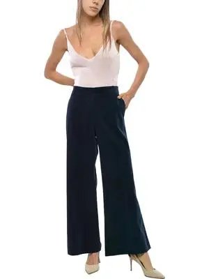 QL2 QUELLEDUE Melody Ribbed Velour Wide-leg Trousers - Blue
