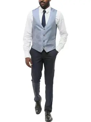 Corneliani Geometric Pattern Silk Waistcoat - Blue