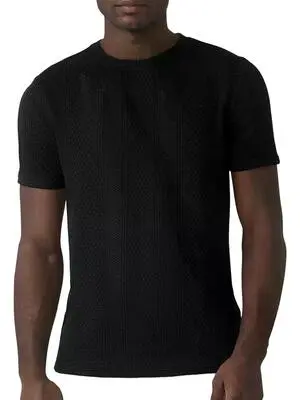 MAUVAIS Textured-knit T-shirt - Black