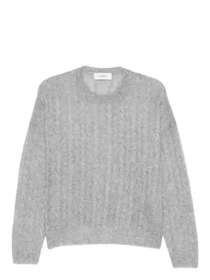 LISA YANG Cable-knit Crew-neck Sweater - Grey