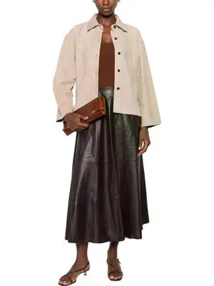 ARMA Suede Button-front Jacket - Neutrals