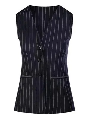 Max Mara Pinstripe Sleeveless Jacket - Blue