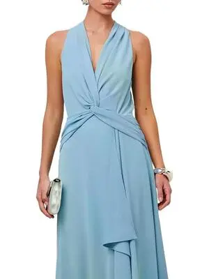 SAVEL Hennie Twist-front Draped Maxi Dress - Blue