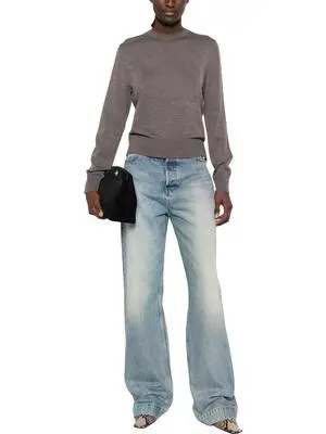Pinko Lourdes Crew-neck Ribbed-trim Sweater - Grey