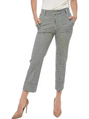 QL2 QUELLEDUE Gingham Turn-up Cropped Trousers - Black