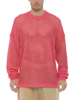 RAMAEL Openwork Crew-neck Sweater - Pink