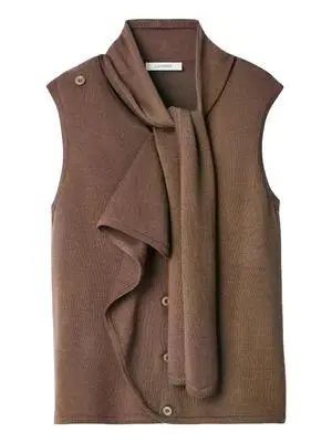 LEMAIRE Asymmetrical Cardigan In Merino Wool Blend - Brown