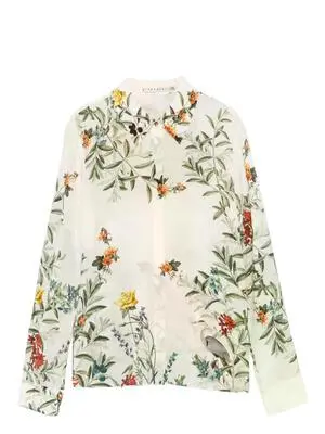 Alice + Olivia Floral-print Silk-blend Shirt - Neutrals