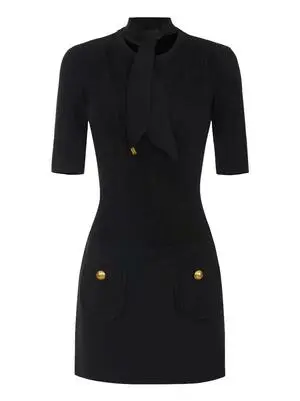 ELISABETTA FRANCHI Elisabetta Franchi Ribbed Knit Mini Dress With Bow Detail