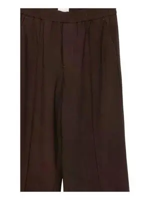 Closed Elasticated-waistband Pressed-crease Trousers - Brown