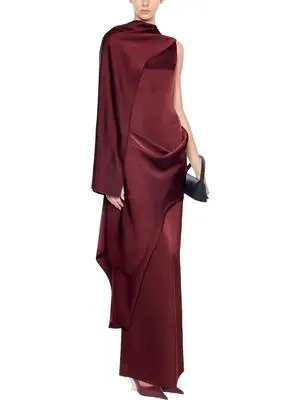 CHATS BY C.DAM Veena Asymmetric Draped-overlay Dress - Red